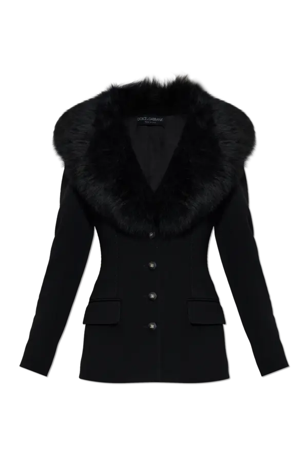 Dolce & Gabbana Wool Blazer With Fur Collar