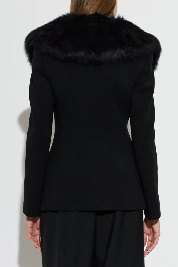 Dolce & Gabbana Wool Blazer With Fur Collar