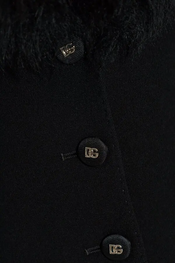 Dolce & Gabbana Wool Blazer With Fur Collar