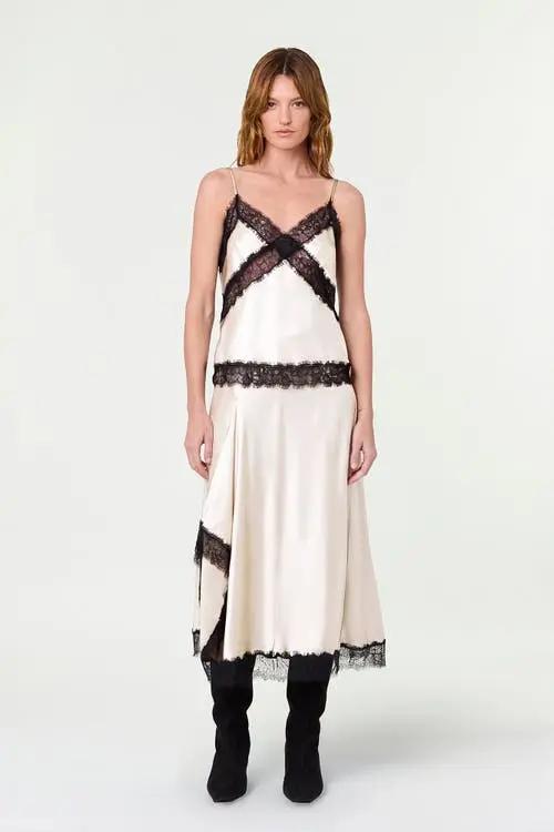 NICHOLAS Lou Lace Trim Camisole - Chalk