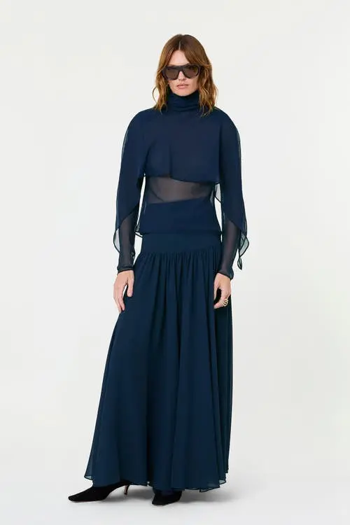 NICHOLAS Tani Godet Maxi Skirt - Ink