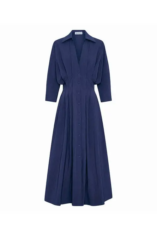 NICHOLAS Lanae V Neck Midi Dress - Ink