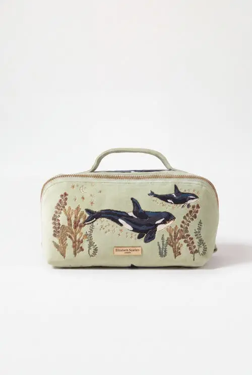 ELIZABETH SCARLETT Wild Orcas Open Flat Makeup Bag