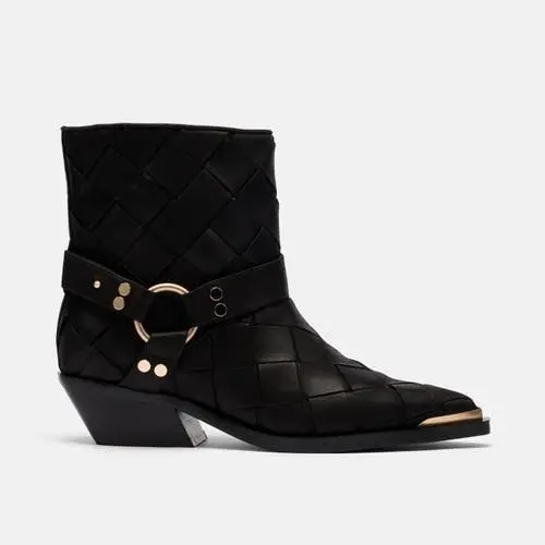 MARC NOLAN Cassidy Woven Harness Ankle Boot - Black Woven