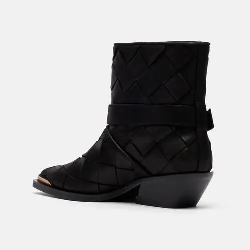 MARC NOLAN Cassidy Woven Harness Ankle Boot - Black Woven