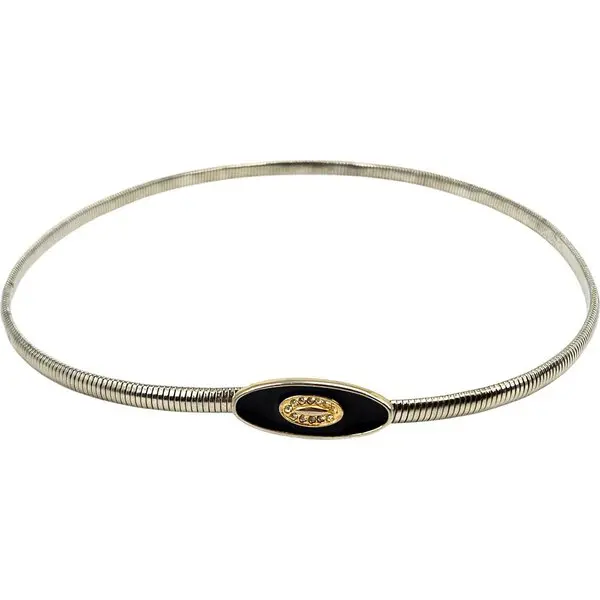 MADISON BEVERLY HILLS Vintage 1980s Tone Snake Chain Stretch Skinny Belt - Silver