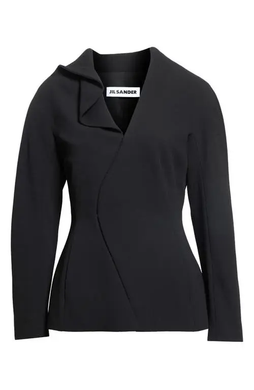 JIL SANDER Asymmetric Draped Fitted Virgin Wool Jacket