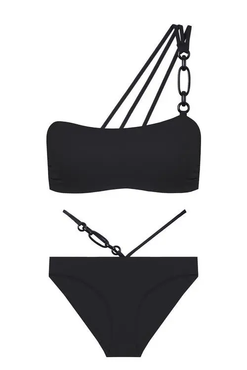AYJE Jackie One Shoulder & Slip Bottom - Black