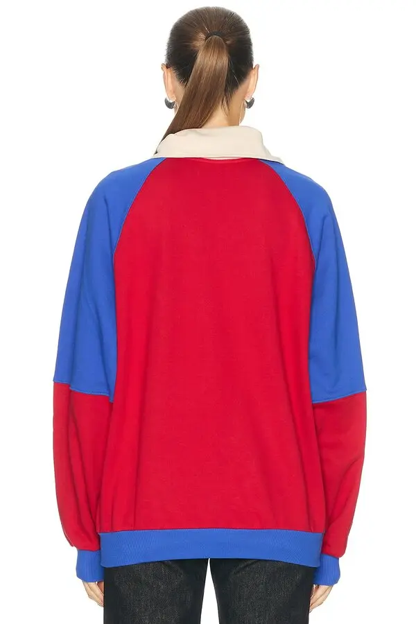 Stella McCartney Colour Block High Neck Sweatshirt In Blue - Blue & Red
