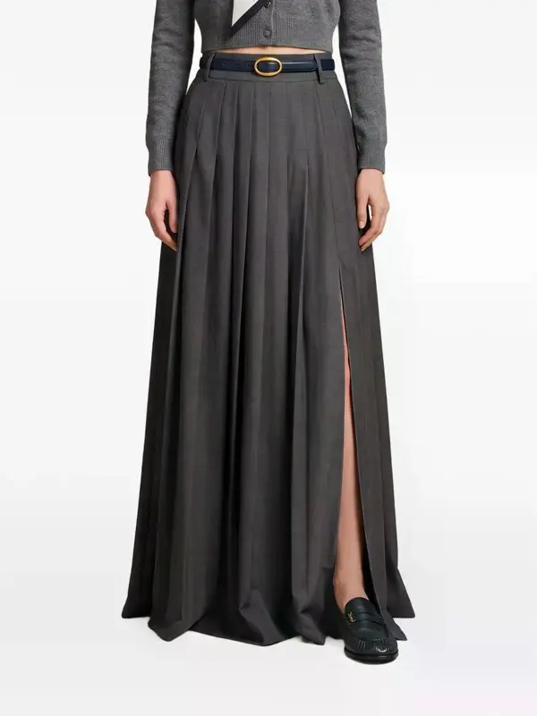 SUTTON NEW YORK Pleated Side-slit Maxi Skirt