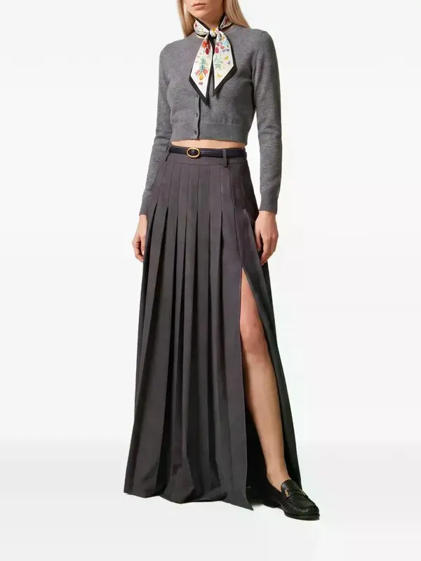 SUTTON NEW YORK Pleated Side-slit Maxi Skirt
