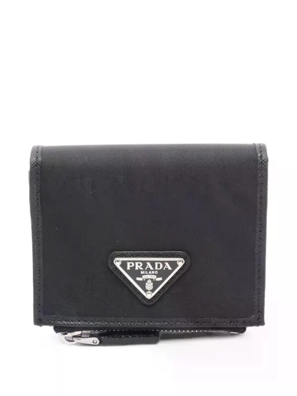 Prada Re-nylon Saffiano Leather Bi-fold Wallet - Black