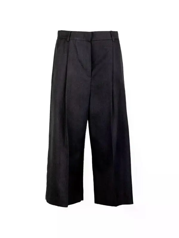 EMME Pleated Wide-leg Cropped Trousers