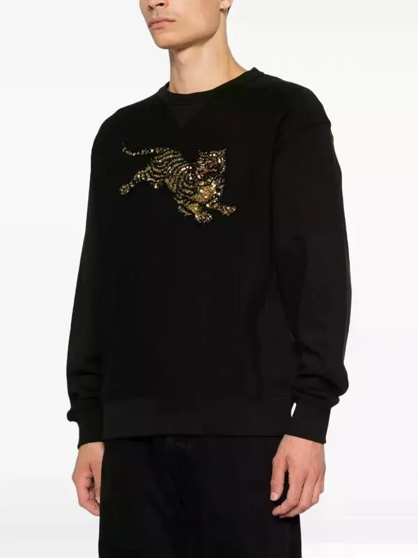 Kenzo Jumping Tiger Sequin-embellished Sweatshirt - Black