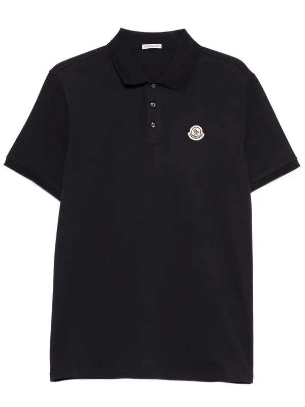 Moncler Polo In Cotone Piqué Con Patch Logato - Multicolor