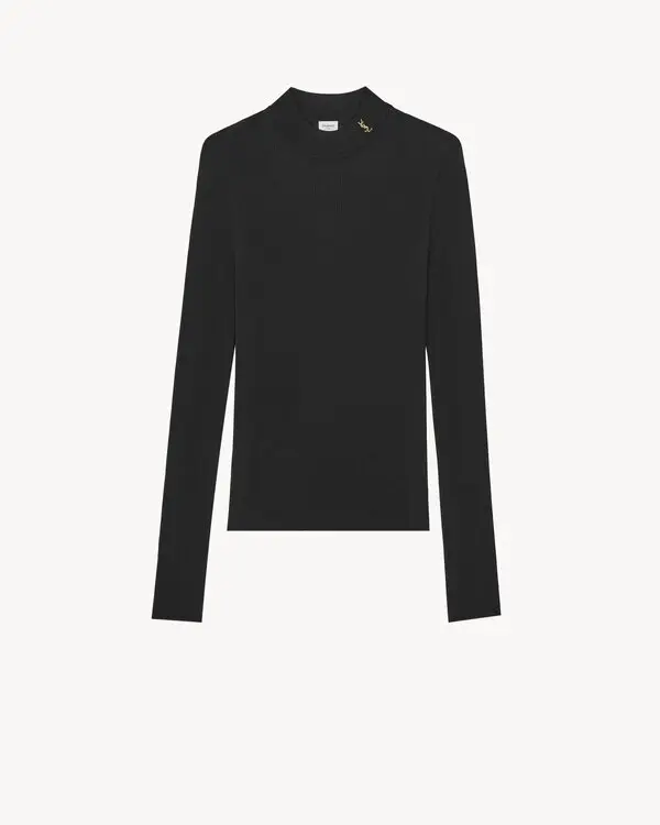 Saint Laurent Ribbed Sweater Cassandre In Silk