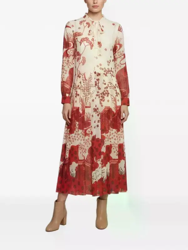 Red Valentino Pleated Midi Dress