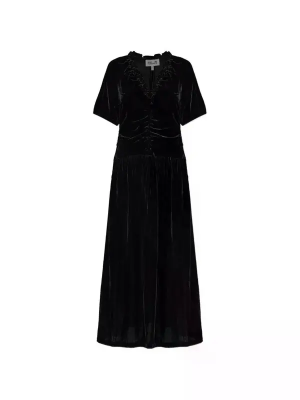 Baum Und Pferdgarten Abelline Ruffled Velvet Maxi Dress