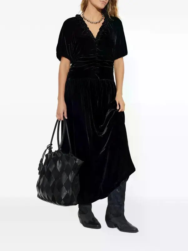 Baum Und Pferdgarten Abelline Ruffled Velvet Maxi Dress