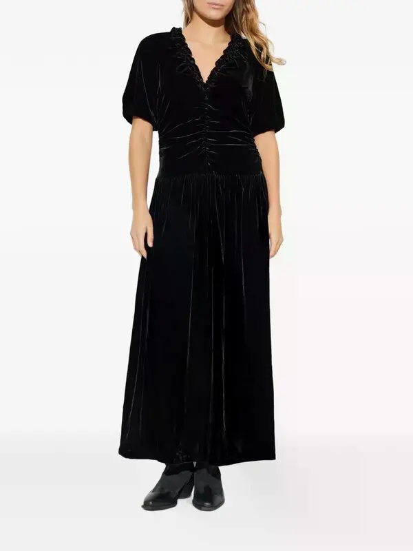 Baum Und Pferdgarten Abelline Ruffled Velvet Maxi Dress
