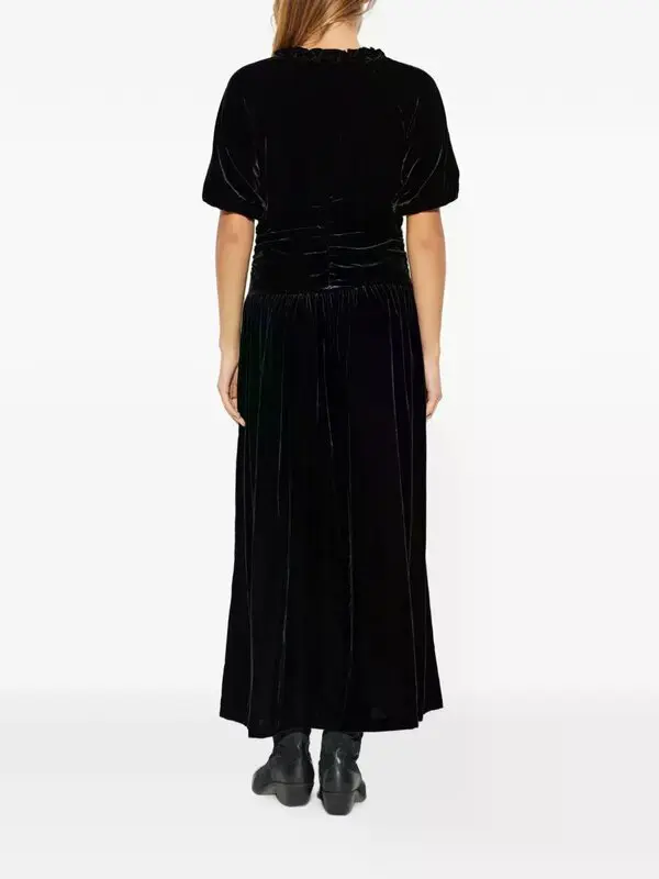 Baum Und Pferdgarten Abelline Ruffled Velvet Maxi Dress