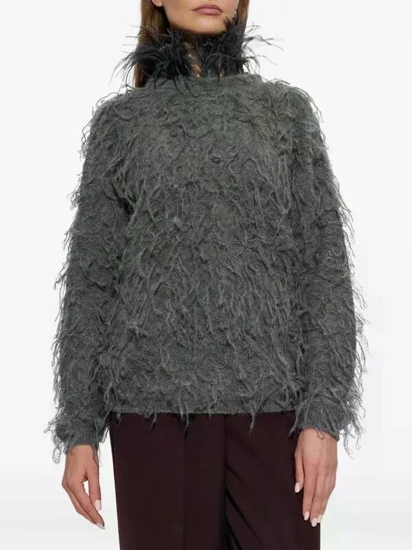 Fabiana Filippi Ostrich Feather-trim Sweater
