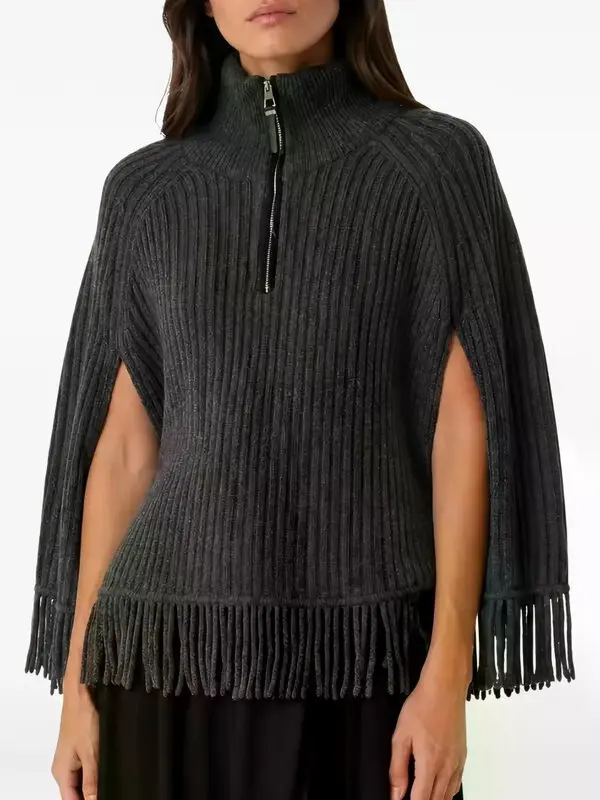 Simkhai Danni Fringe-trimmed Cape Sweater