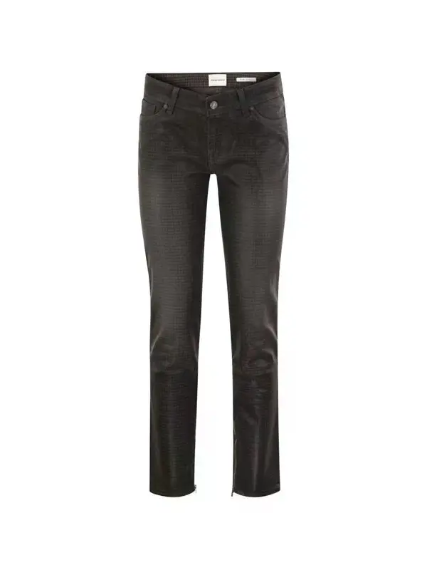 7 For All Mankind Y2k Skinny Houndstooth-pattern Zipped-hem Jeans