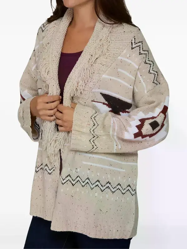 Autumn Cashmere Fringed Shawl-collar Jacket