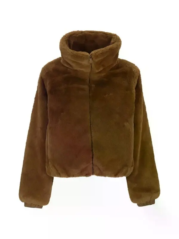 SAVE THE DUCK Faux-fur Funnel-neck Cropped Jacket
