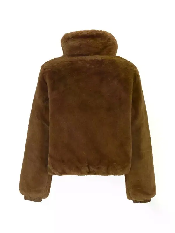 SAVE THE DUCK Faux-fur Funnel-neck Cropped Jacket
