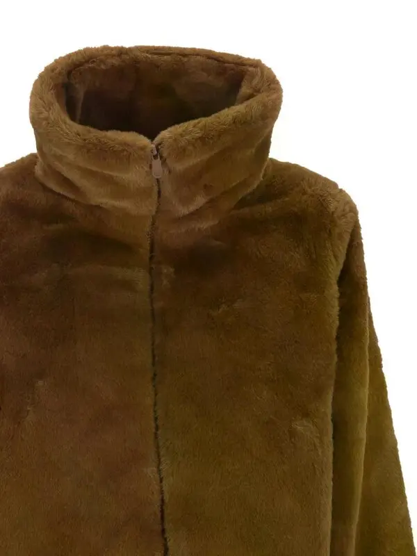 SAVE THE DUCK Faux-fur Funnel-neck Cropped Jacket