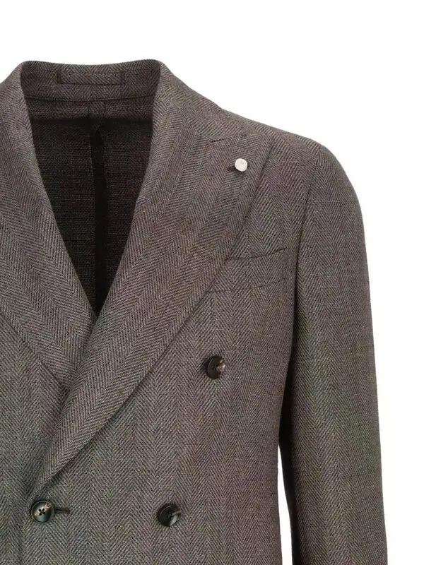 LUIGI BIANCHI Herringbone Double-breasted Blazer