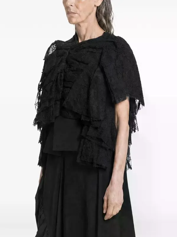 Comme Des Garçons Ruffled Lace-overlay Top