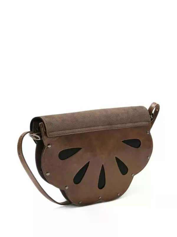 Malìparmi Flower-cutout Studded Bovine Leather Cross Body Bag - Brown