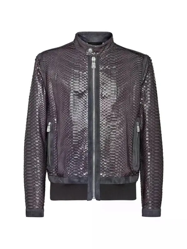 BILLIONAIRE Luxury Snakeskin-effect Leather Jacket