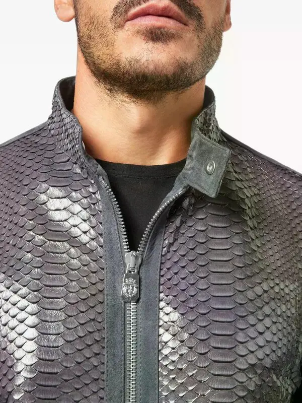 BILLIONAIRE Luxury Snakeskin-effect Leather Jacket