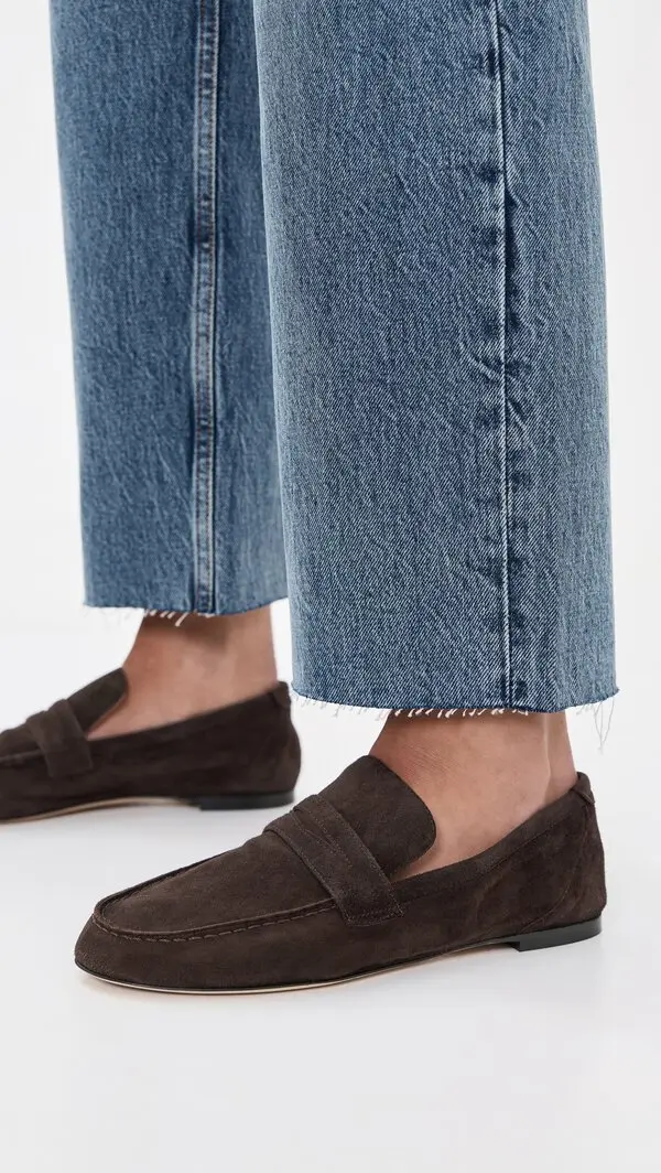 JAMIE HALLER Suede Penny Loafers
