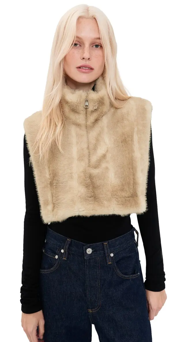 Apparis Jamie Shaved Faux Mink Dickey - Latte Multi