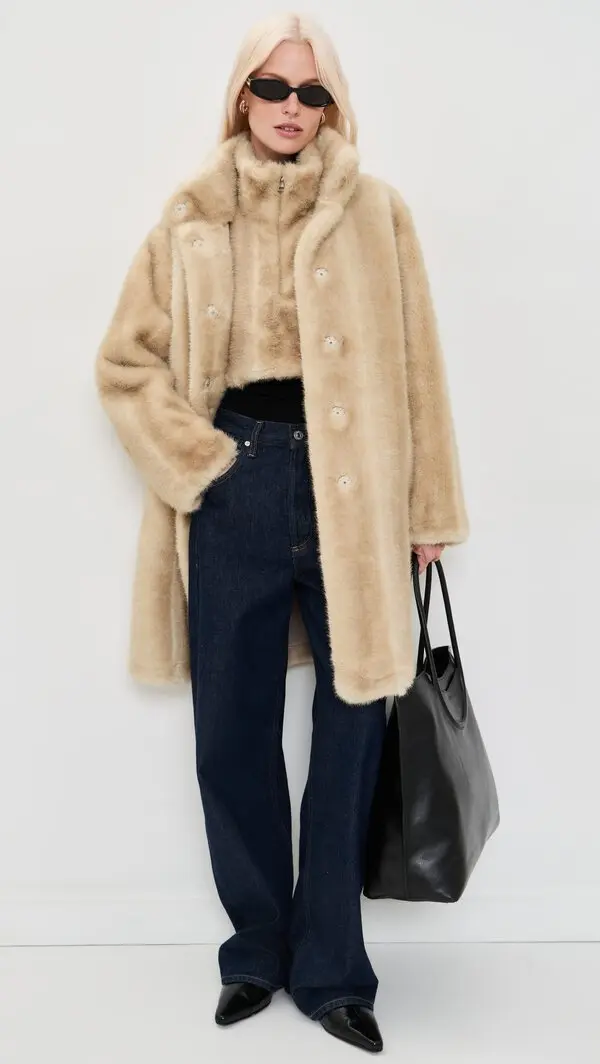 Apparis Jamie Shaved Faux Mink Dickey - Latte Multi