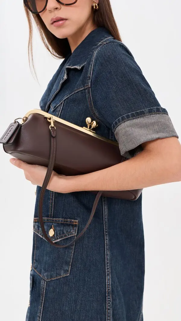 COACH Glovetanned Leather 30 Kisslock Frame Bag - Maple