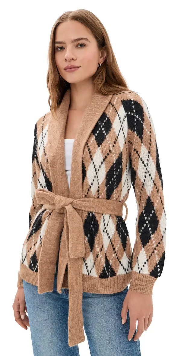 The Great. The Argyle Riding Cardigan - Camel