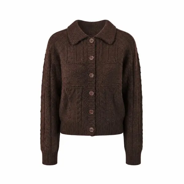 YUMI Cable Knit Boxy Jacket