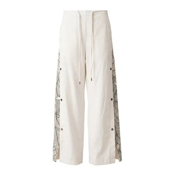 STORY WEAR Side-slit Floral Wide-leg Pants