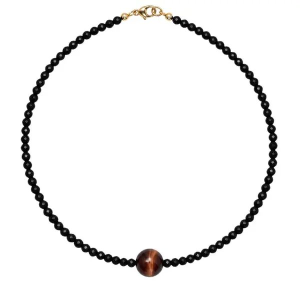 SAHARAS ESSENTIALS Spinel & Red Tiger’s Eye Gemstone Necklace