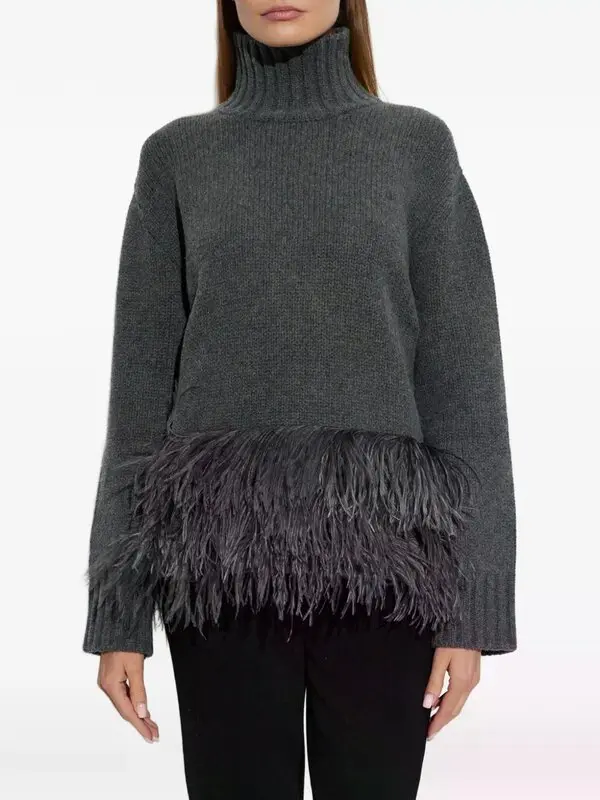 Fabiana Filippi Ostrich Feather-trim Turtleneck Sweater