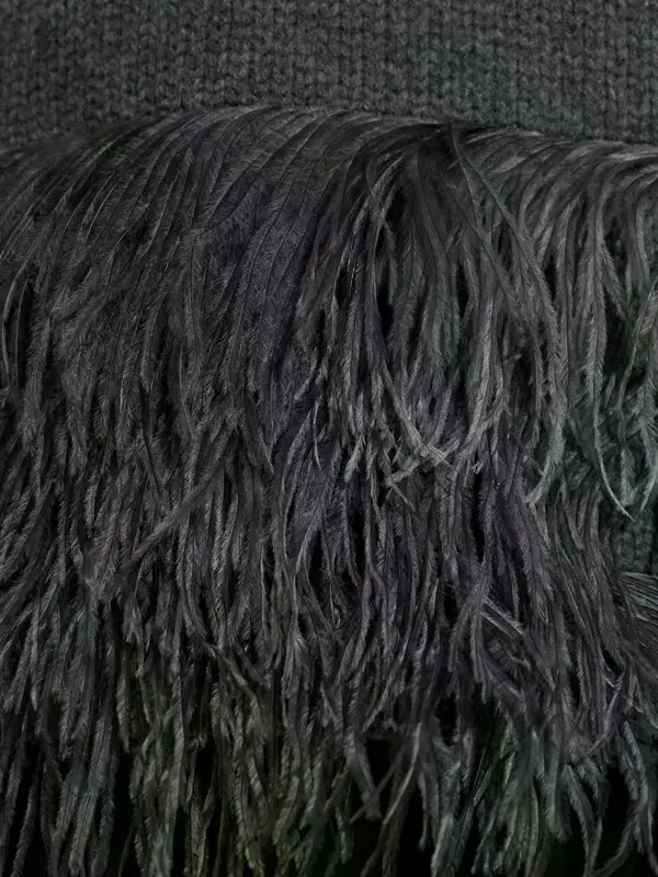 Fabiana Filippi Ostrich Feather-trim Turtleneck Sweater