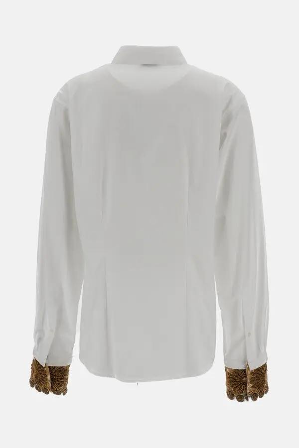 Dries Van Noten Camicia In Popeline Di Cotone Con Ricami