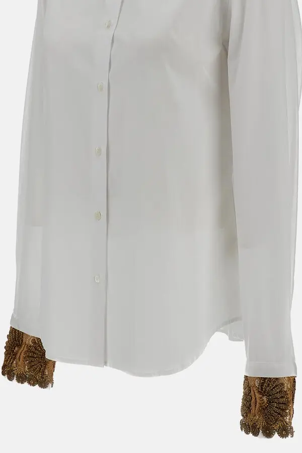Dries Van Noten Camicia In Popeline Di Cotone Con Ricami
