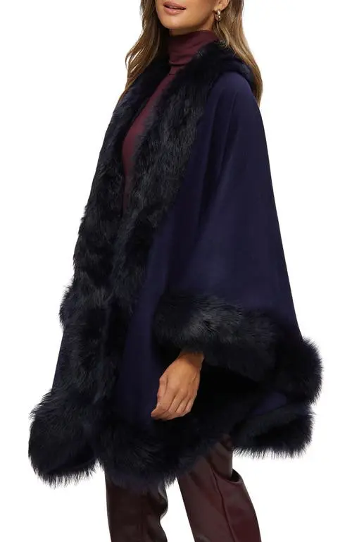 Gorski Cashmere Cape With Genuine Shearling Trim